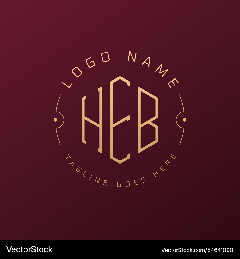 Luxury heb logo design elegant letter Royalty Free Vector
