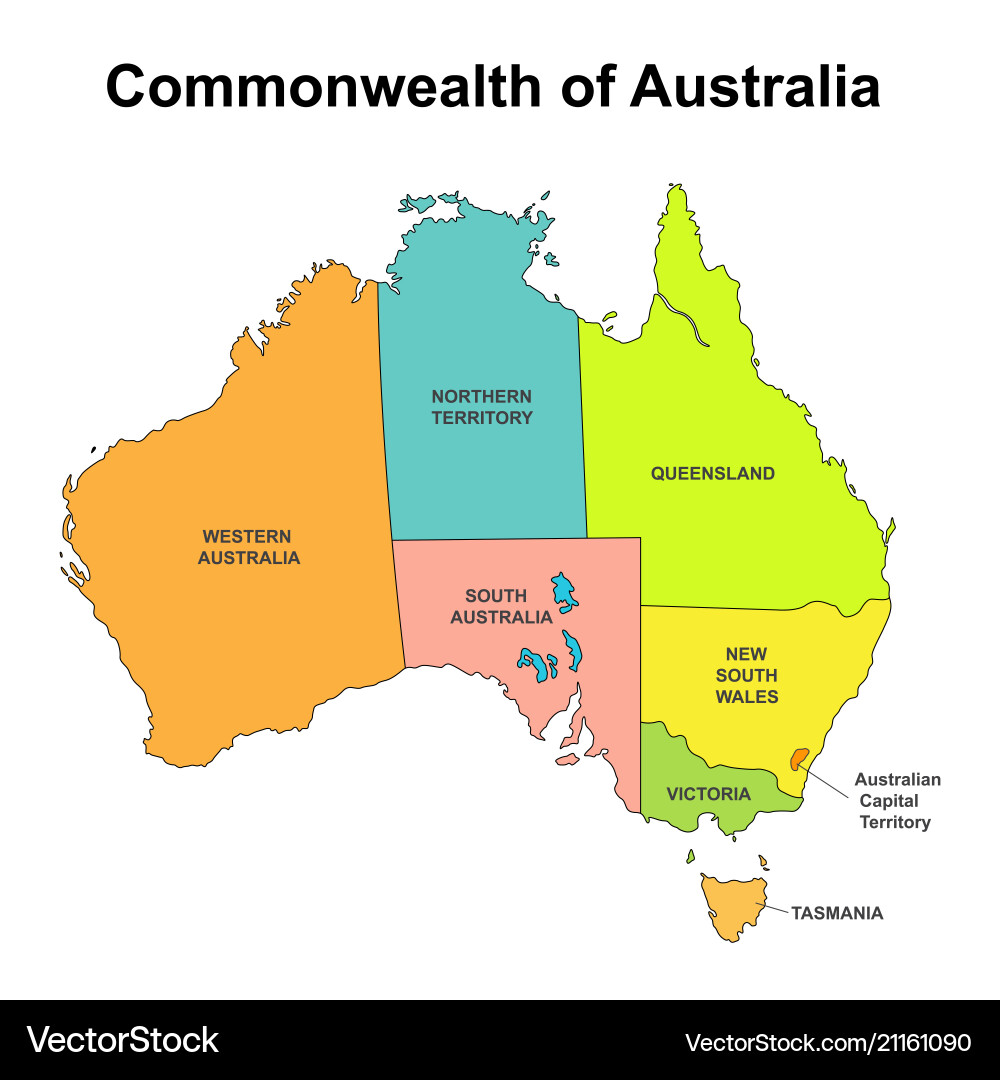Map of australia with internal regional boundaries