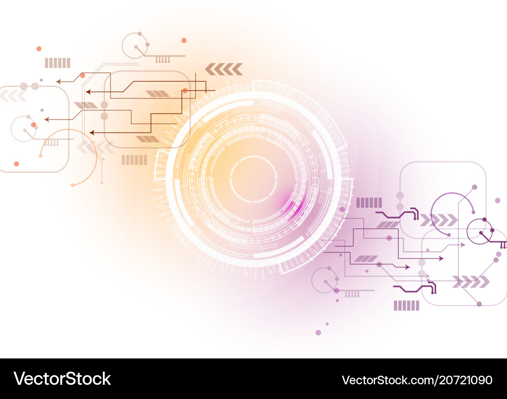Orange purple technology circuit background Vector Image