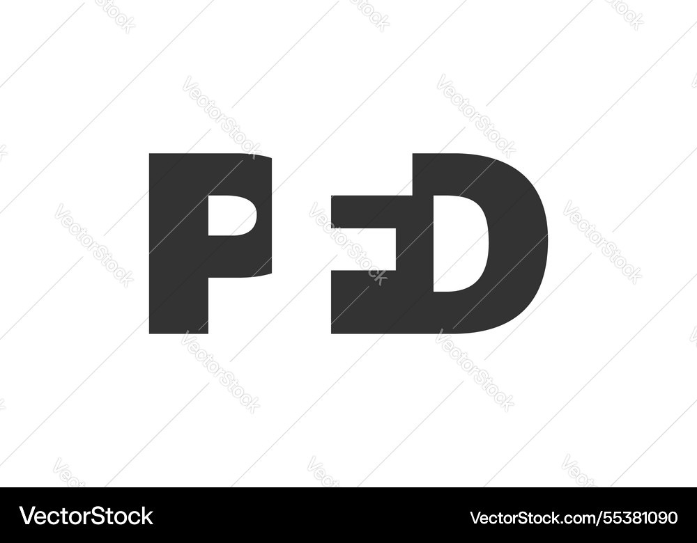 Pfd logo design initial letter p f d bold font Vector Image