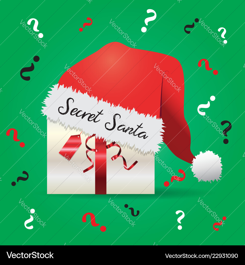 Secret santa hat and present Royalty Free Vector Image