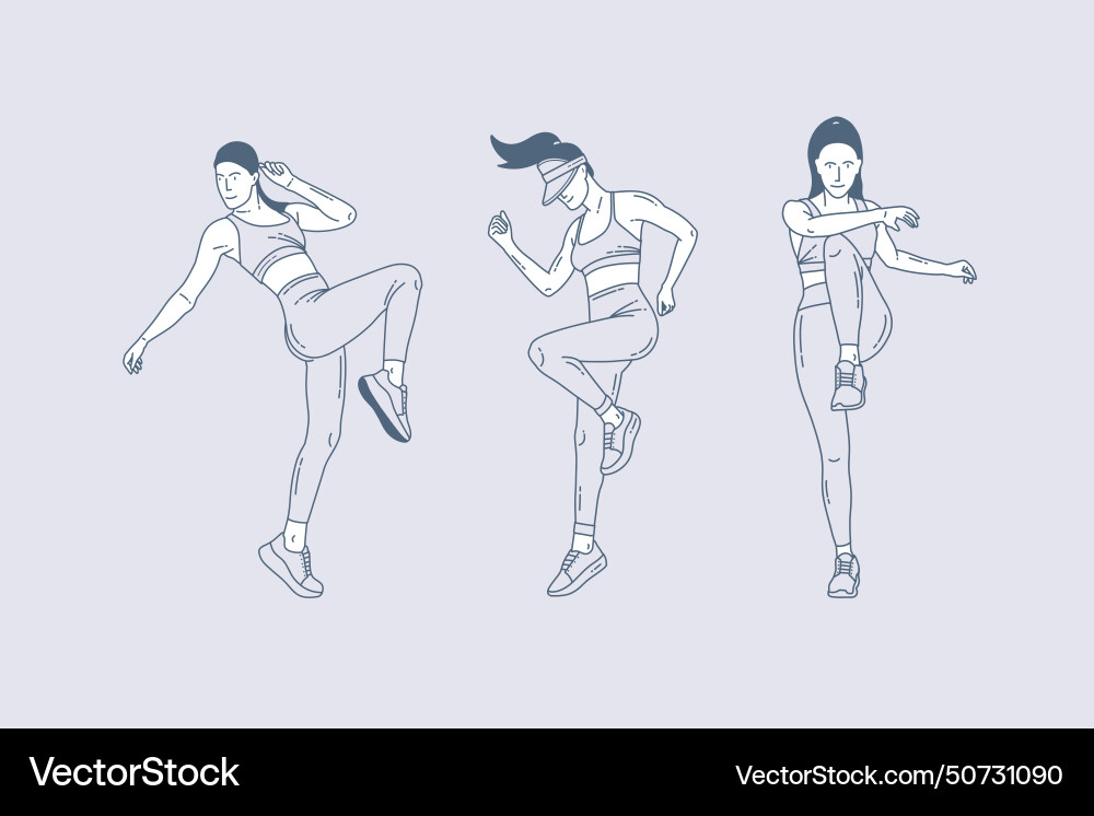 Set of outline zumba dance Royalty Free Vector Image