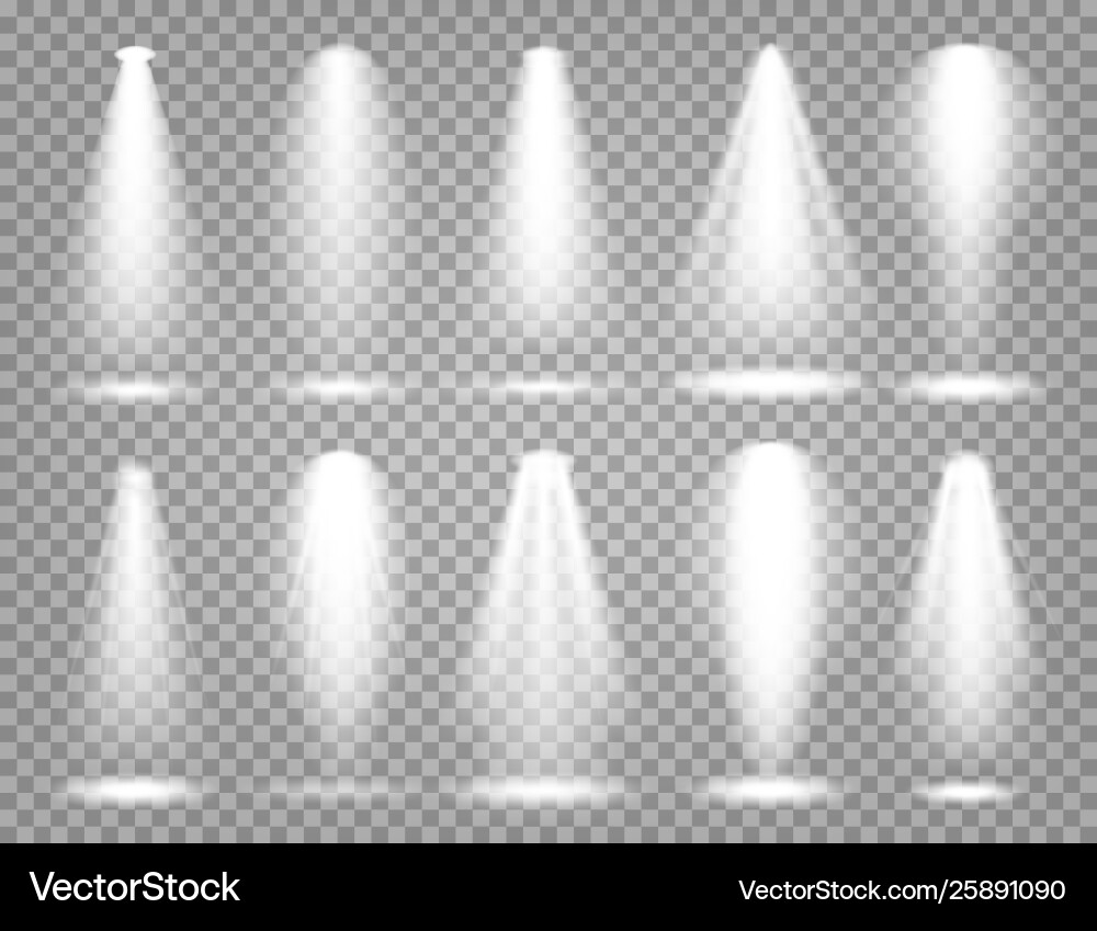 Spotlight set bright light beam Royalty Free Vector Image