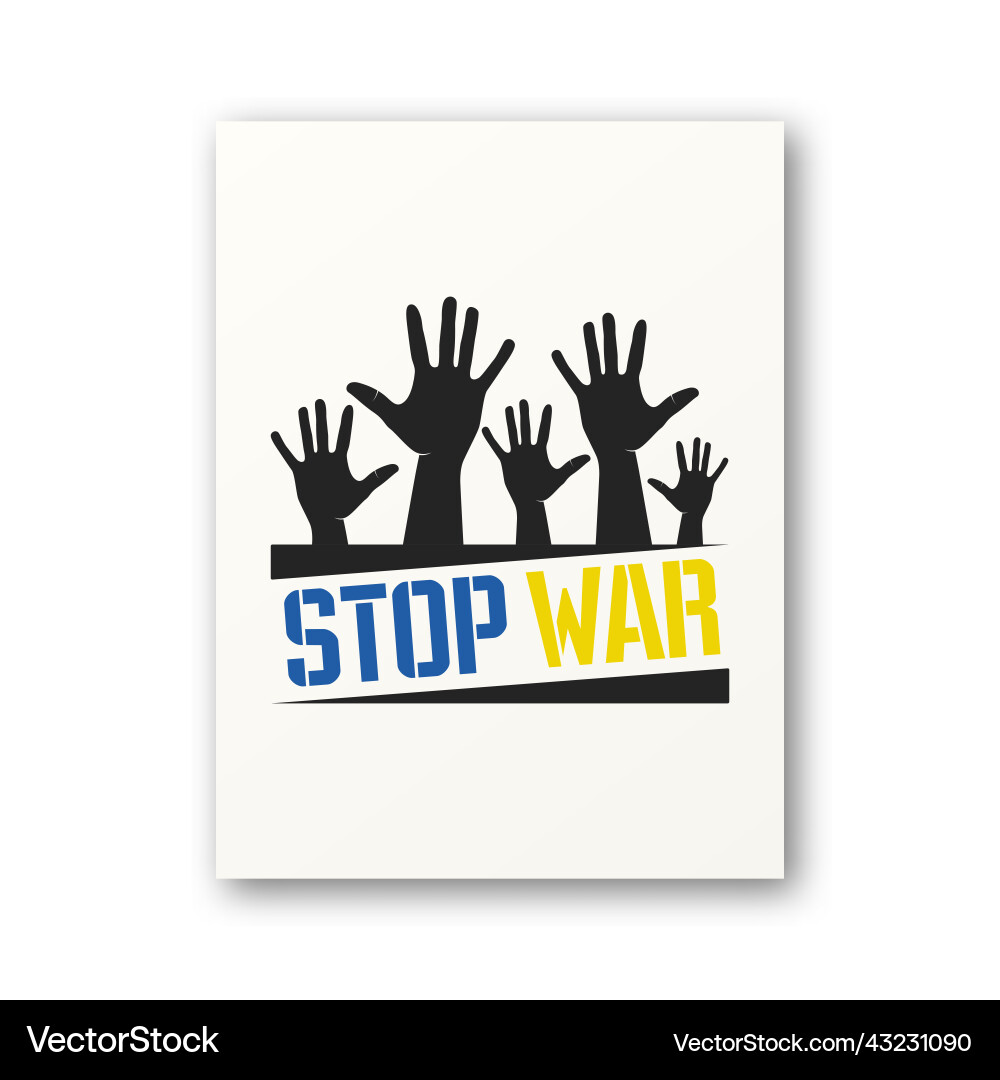 Stop war in ukraine hands palms up symbol Vector Image