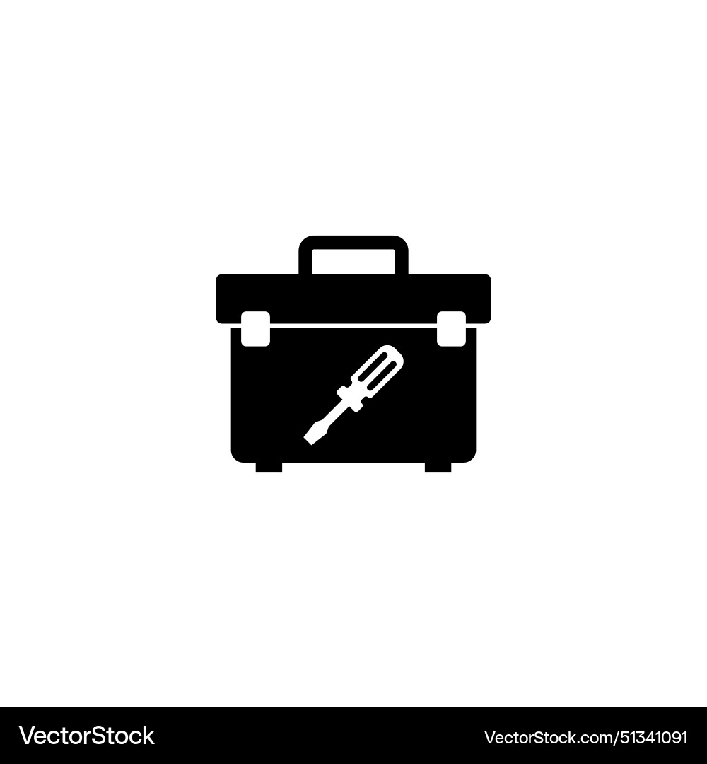 Black and white icon of a toolbox Royalty Free Vector Image