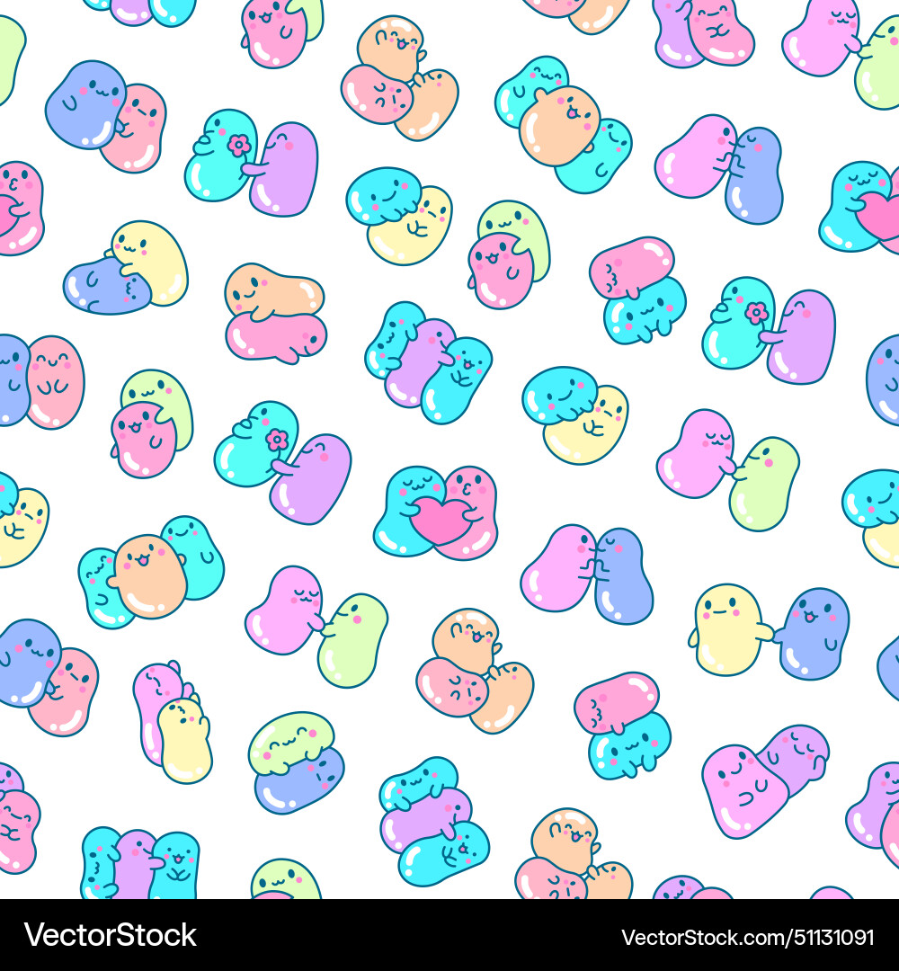 Cute friends tapioca pearls seamless pattern Vector Image