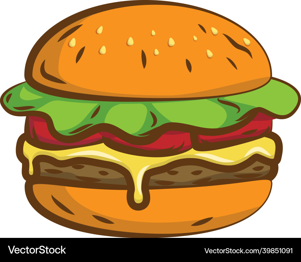 Drawing burger for use in fast food designs Vector Image