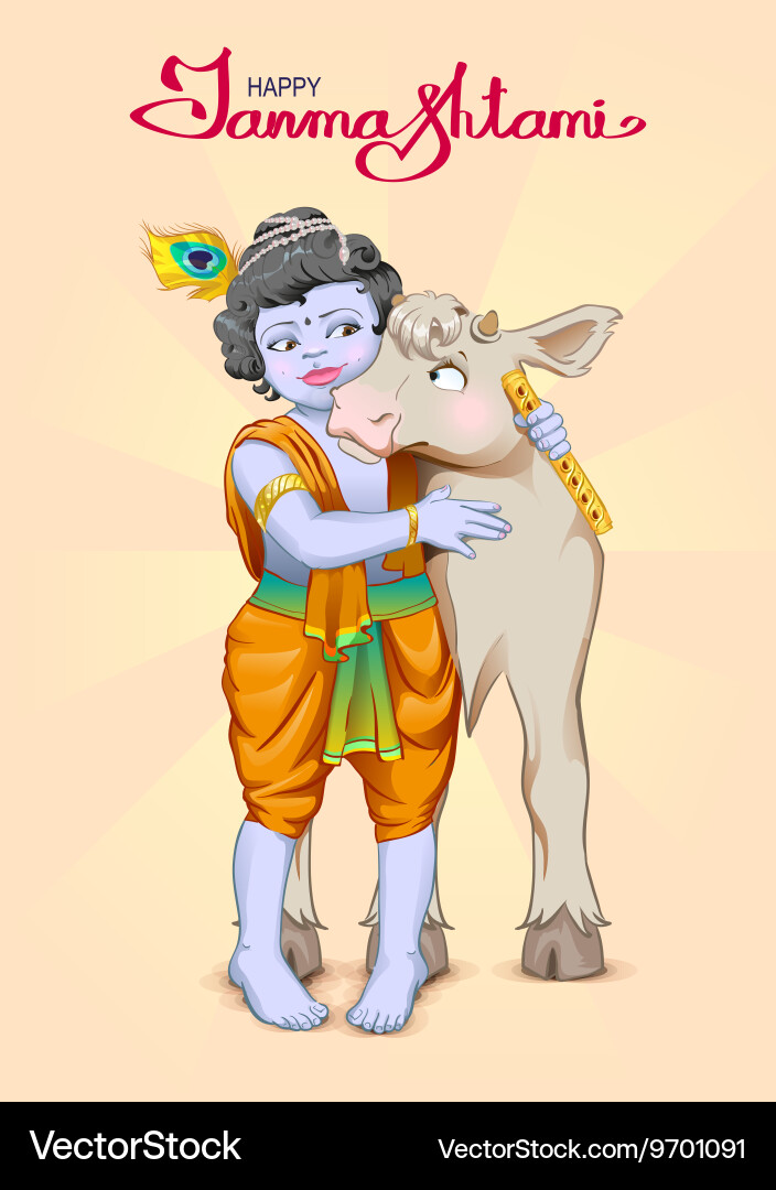 Krishna janmashtami lettering text for greeting Vector Image