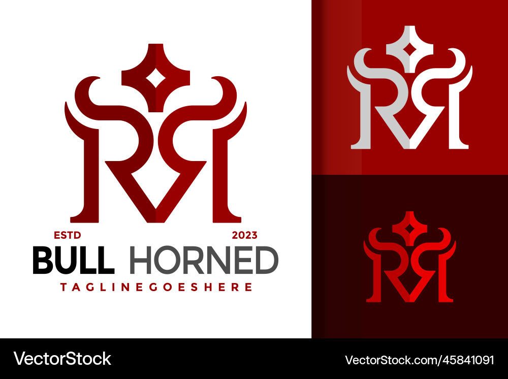 Letter r bull horned logo logos design element Vector Image