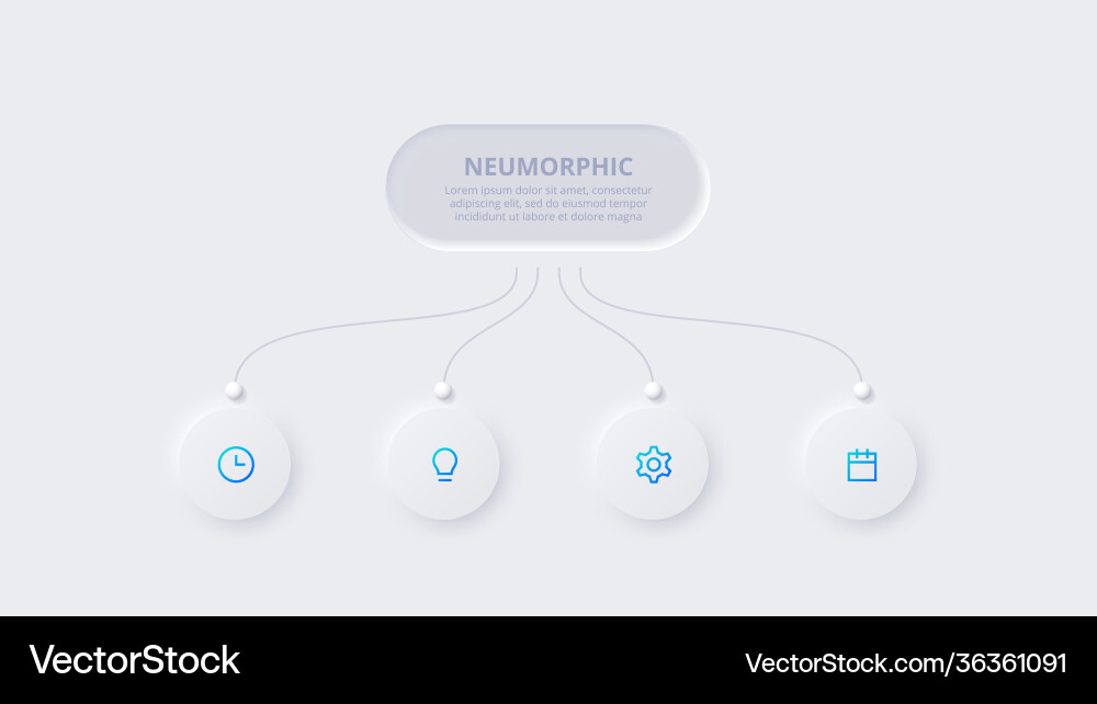 Neumorphic flow chart infographic template Vector Image