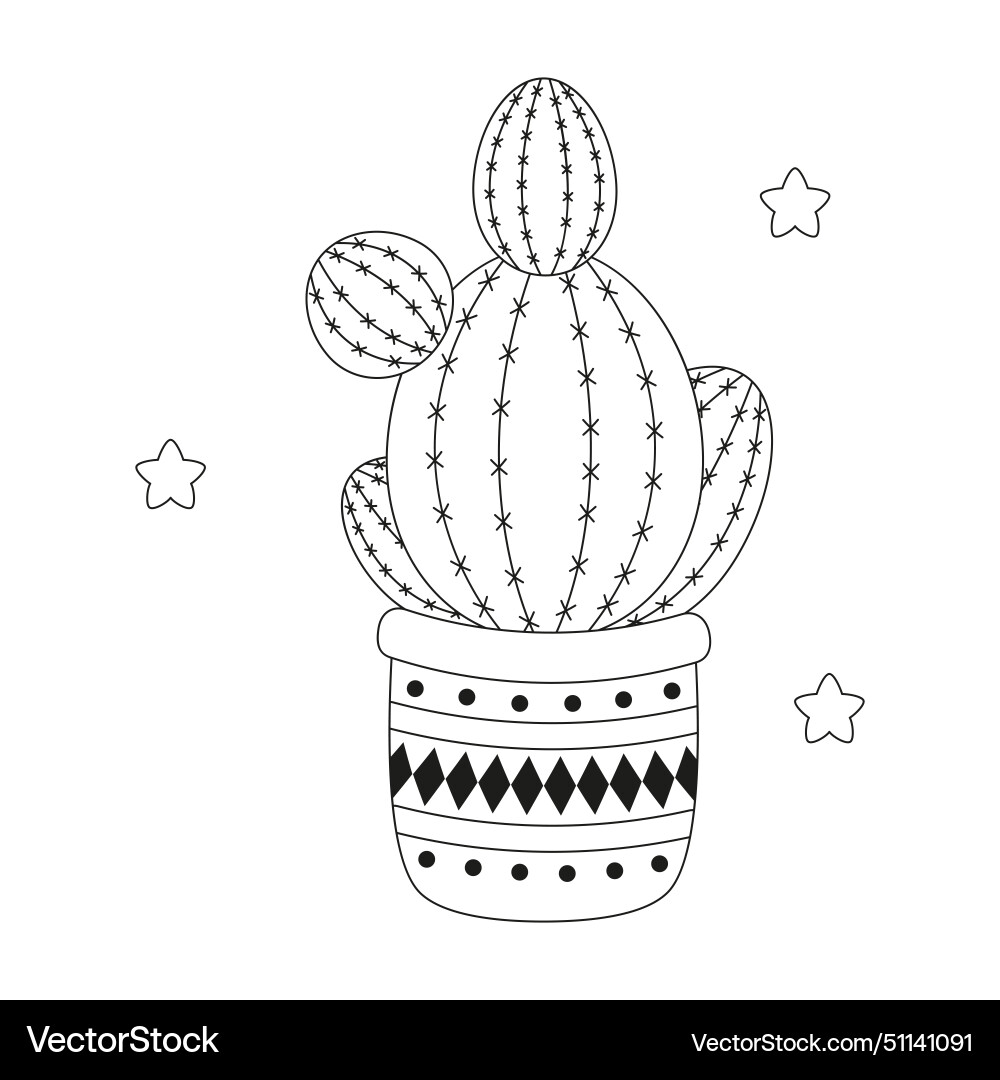 Outline cactus isolated Royalty Free Vector Image