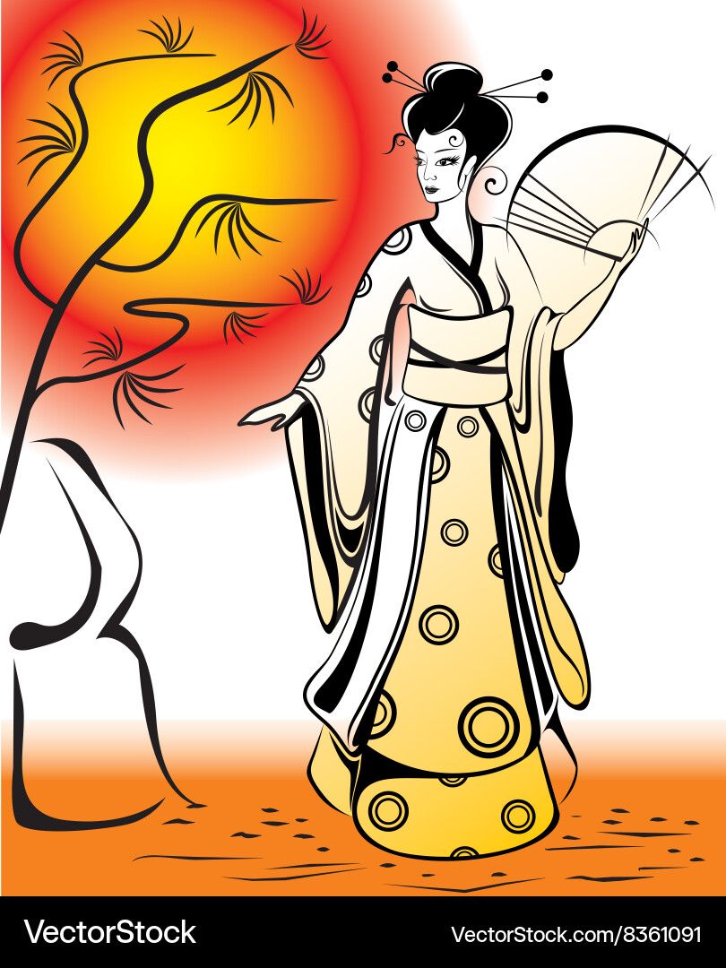 Pretty geisha Royalty Free Vector Image - VectorStock