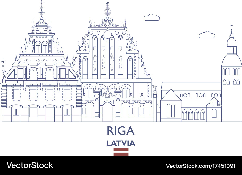 Riga City Skyline, Latvia Royalty Free Vector Image