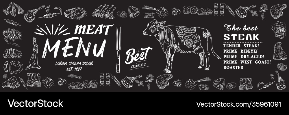 Rustic Steak Menu – Cafe & Restaurant Vector Image