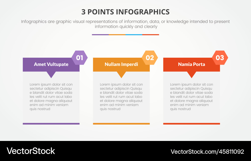 3 points or stages infographic concept with table Vector Image