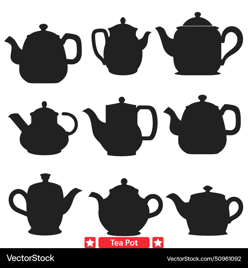Artistic tea pot collection craft your perfect Vector Image