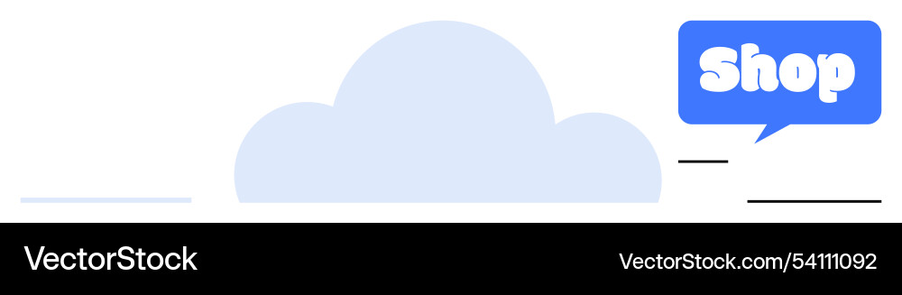 Blue speech bubble with shop text over light Vector Image
