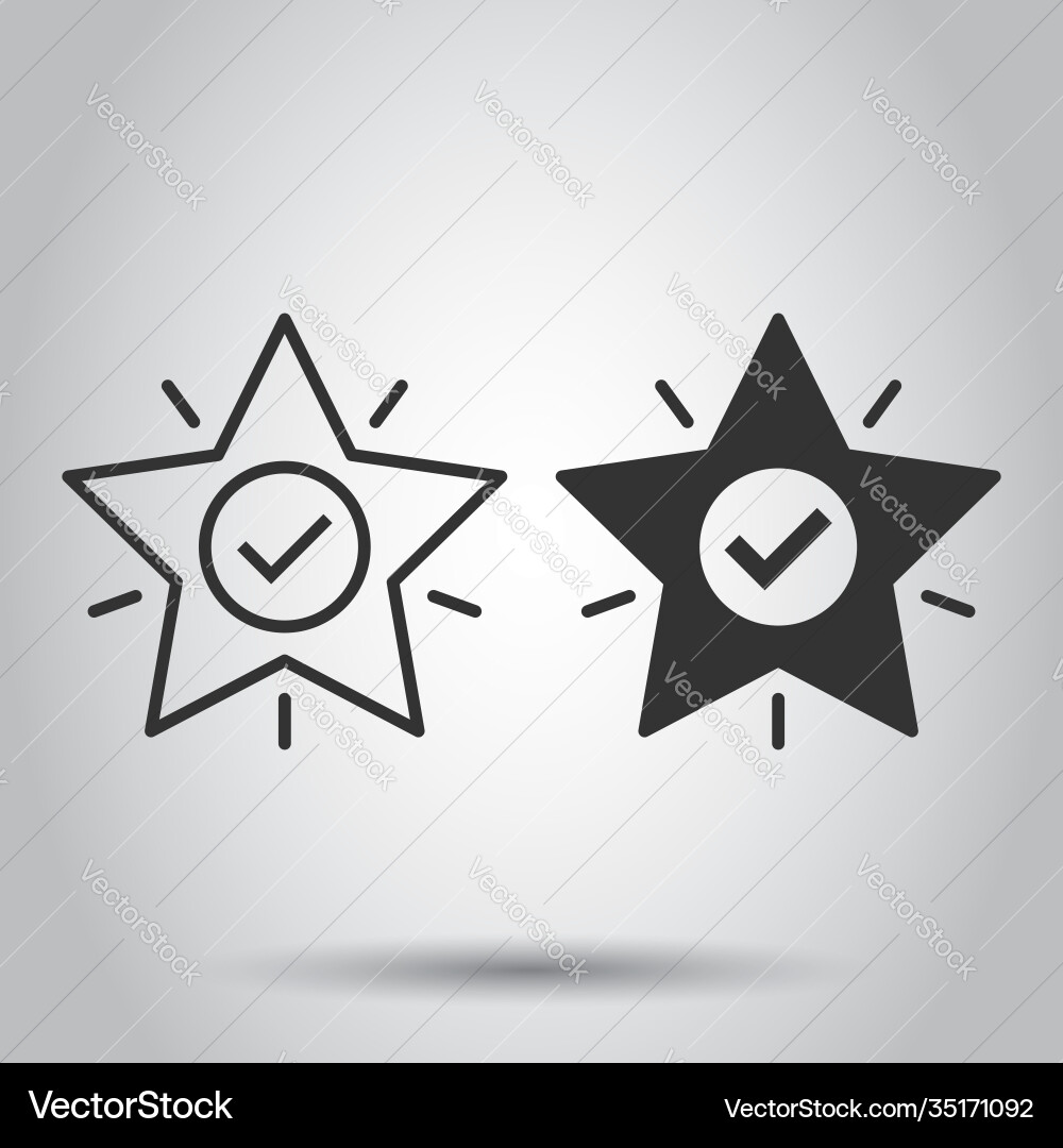 Check Mark with Star Icon Royalty Free Vector Image
