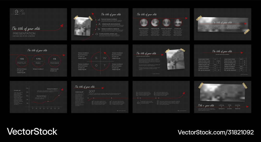Dark presentation element templates Royalty Free Vector