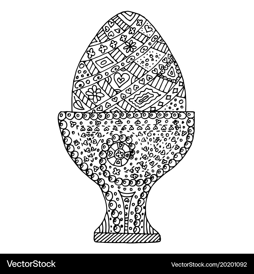 Easter egg zen tangle and doodle Royalty Free Vector Image