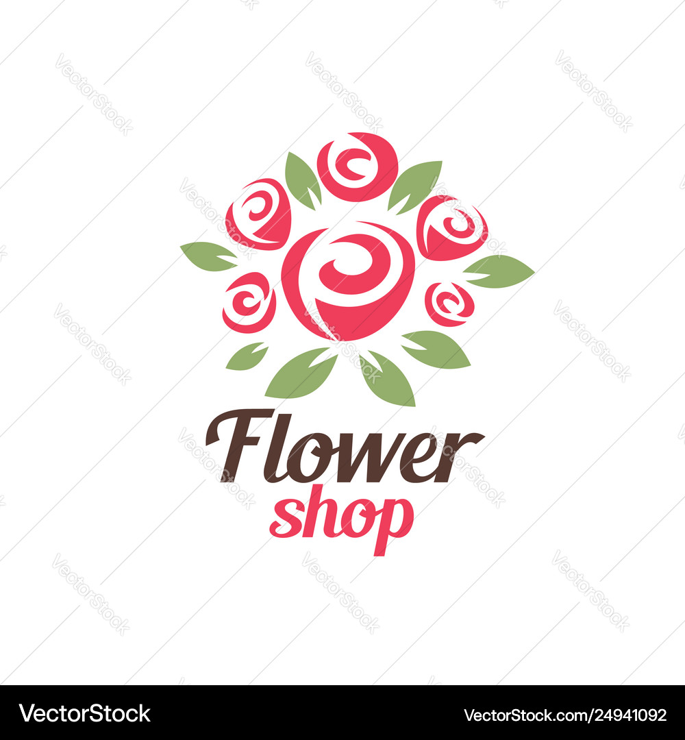 Flower shop logo template stylized symbol Vector Image