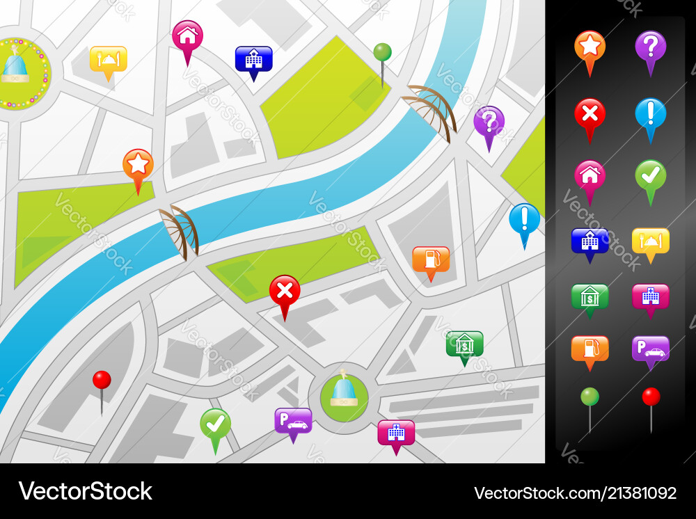 Gps road map Lizenzfreies Vektorbild - VectorStock
