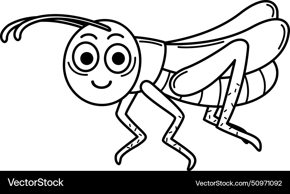 Green grasshopper cartoon outline white Royalty Free Vector