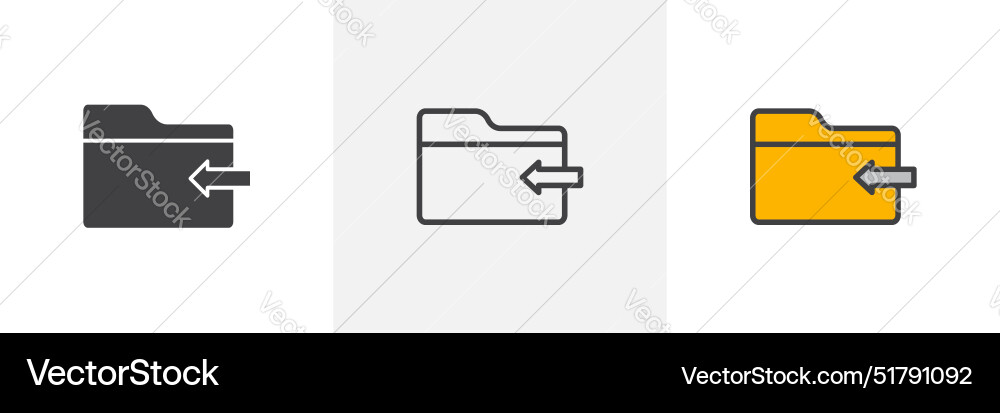Move to folder line icon set Royalty Free Vector Image