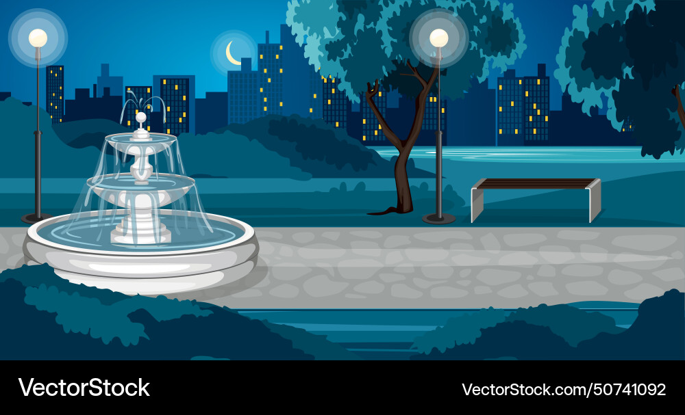 Night city park composition Royalty Free Vector Image