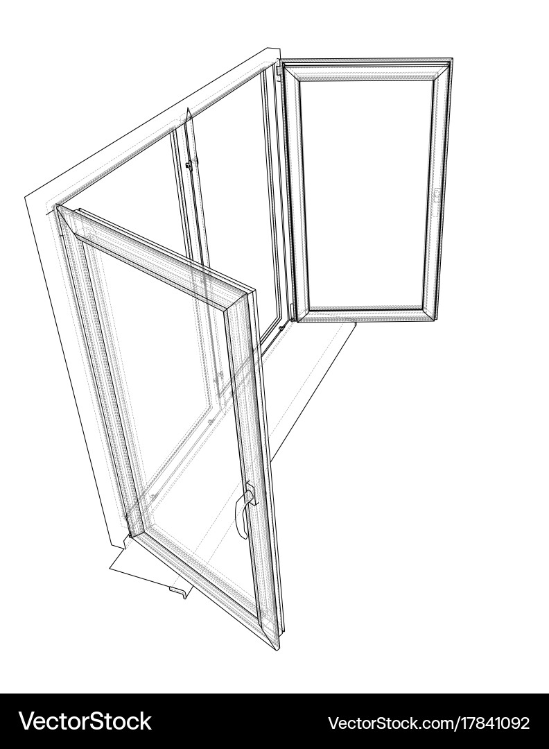Open windows sketch Royalty Free Vector Image - VectorStock