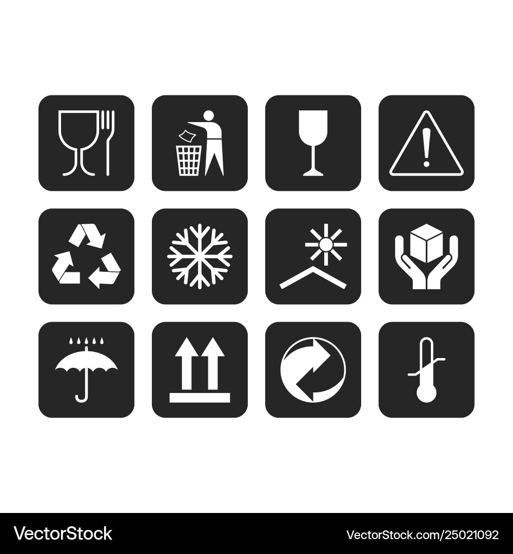 Packaging symbols flat package signs isolated Vector Image