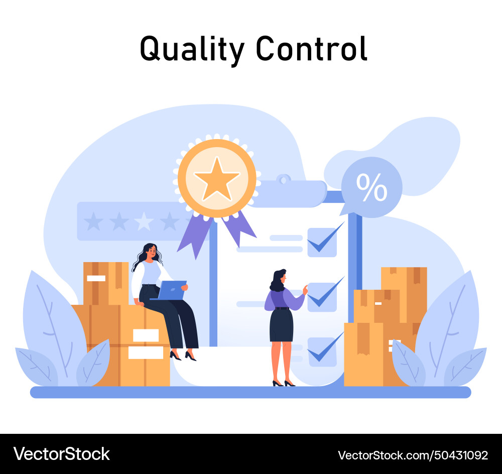 Quality control concept flat Royalty Free Vector Image