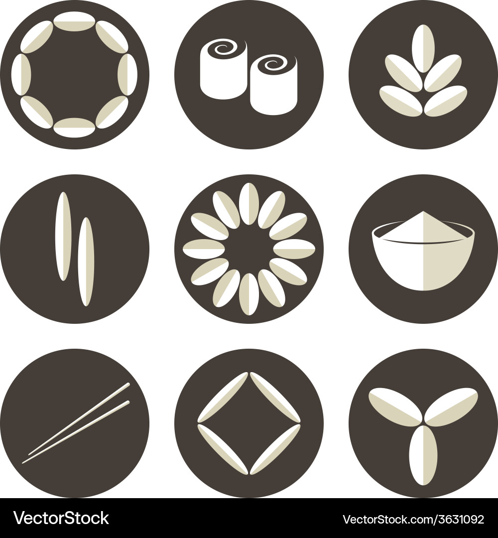 Rice icon set Royalty Free Vector Image - VectorStock