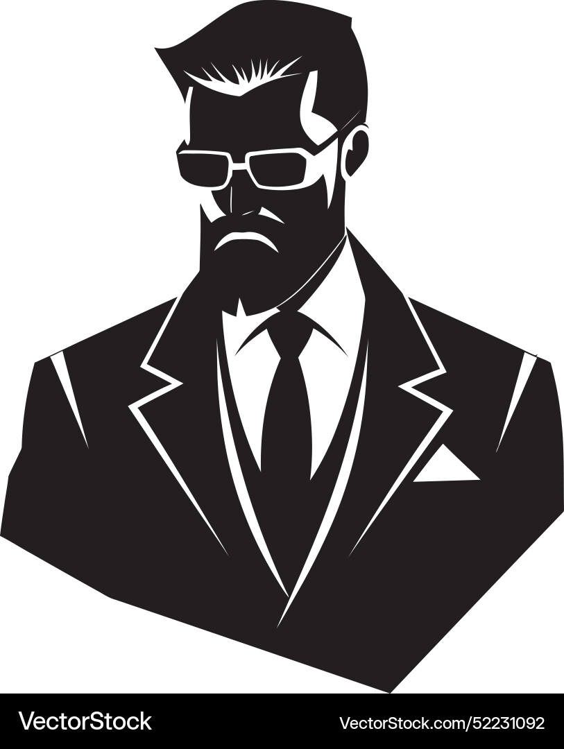 Sleek dark figure logosophisticated man in black Vector Image