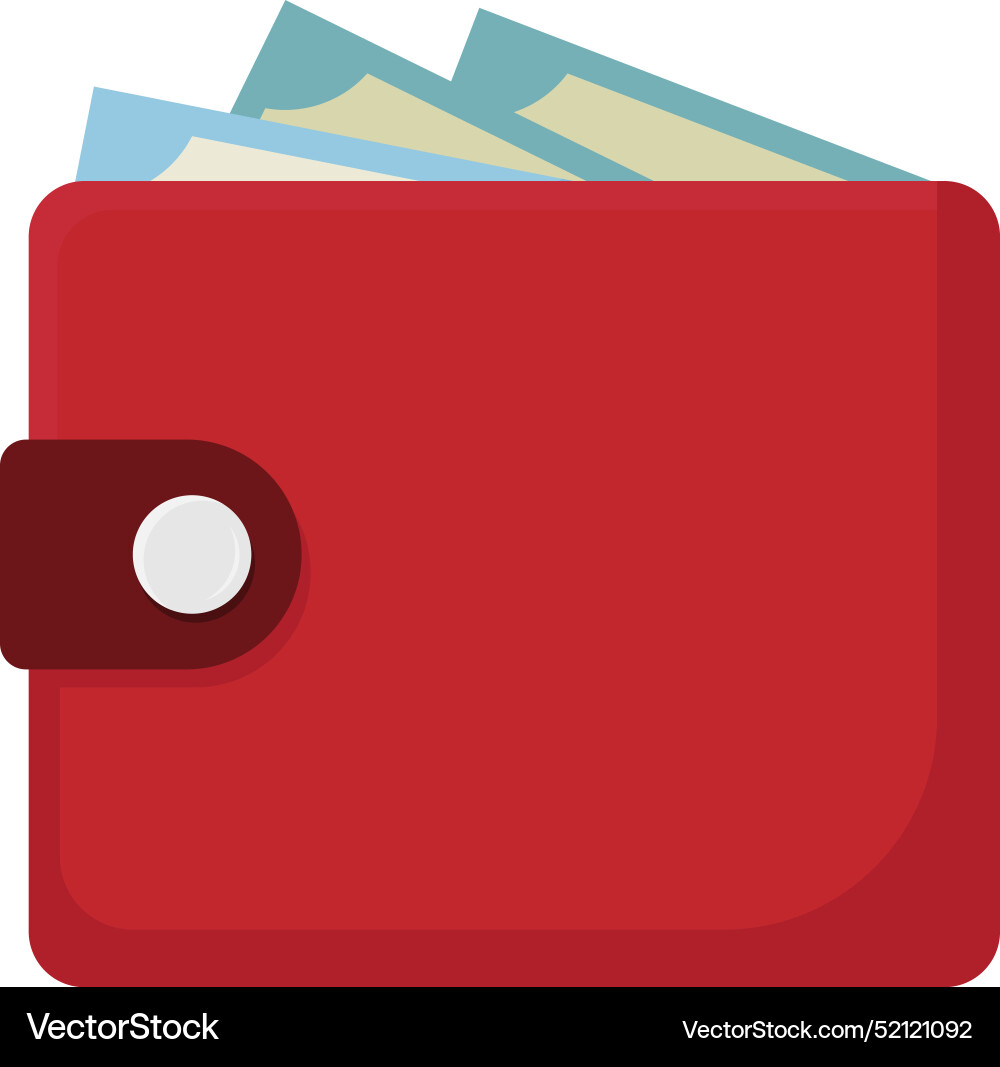 Two fold red wallet with blue banknotes Royalty Free Vector