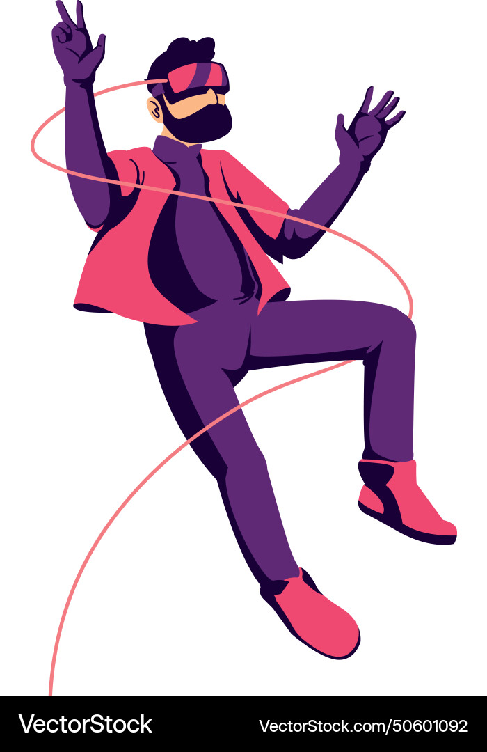 Virtual reality man with goggles Royalty Free Vector Image