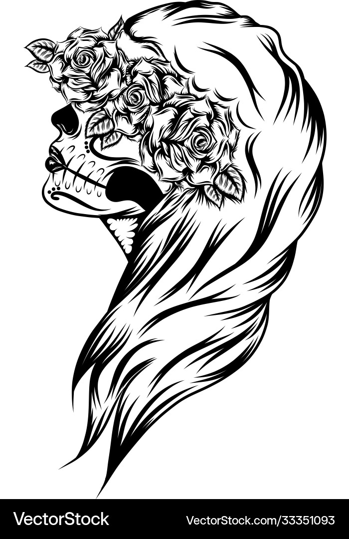 A day dead women with beautiful face Royalty Free Vector