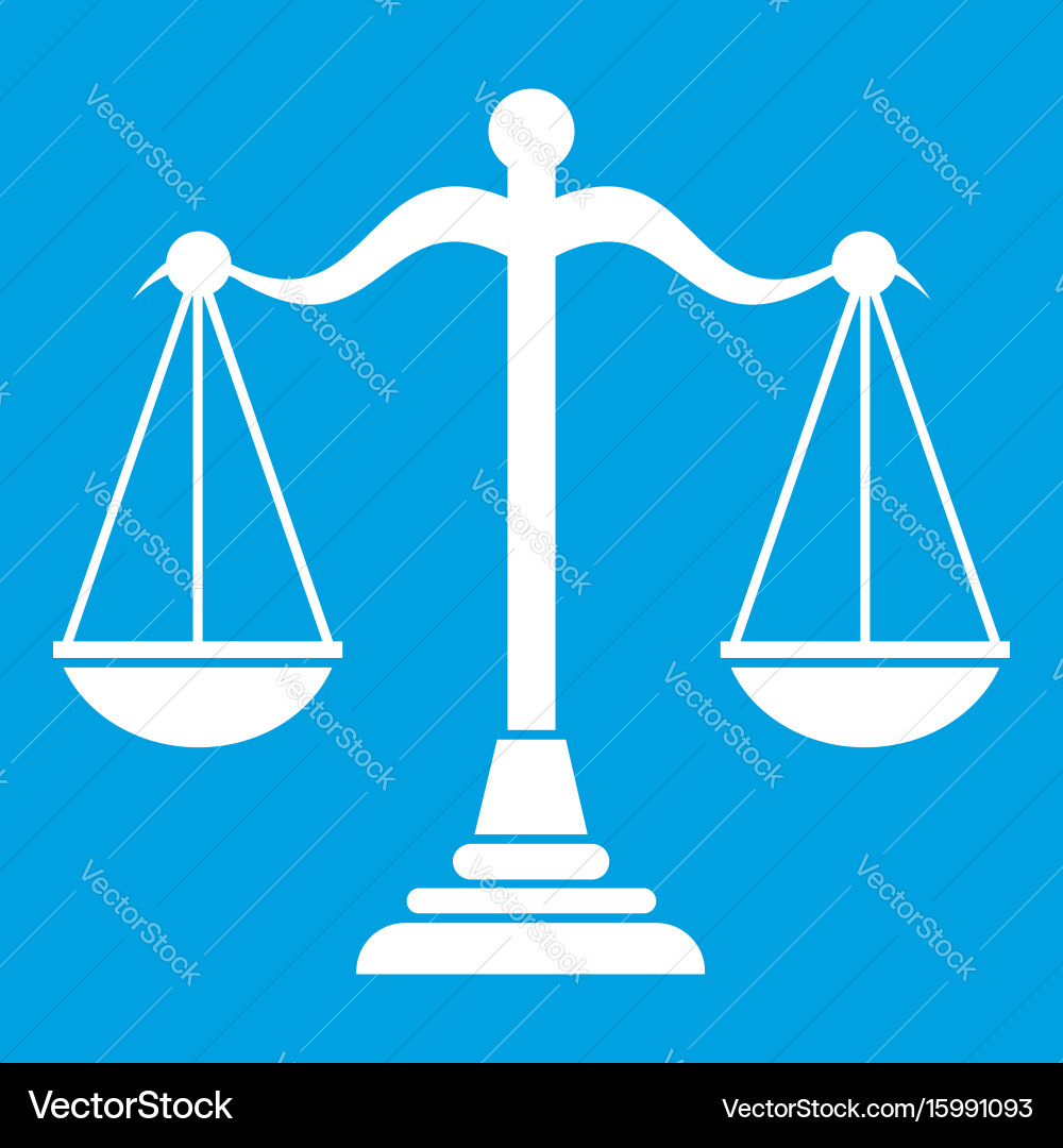 Balance scale icon white Royalty Free Vector Image