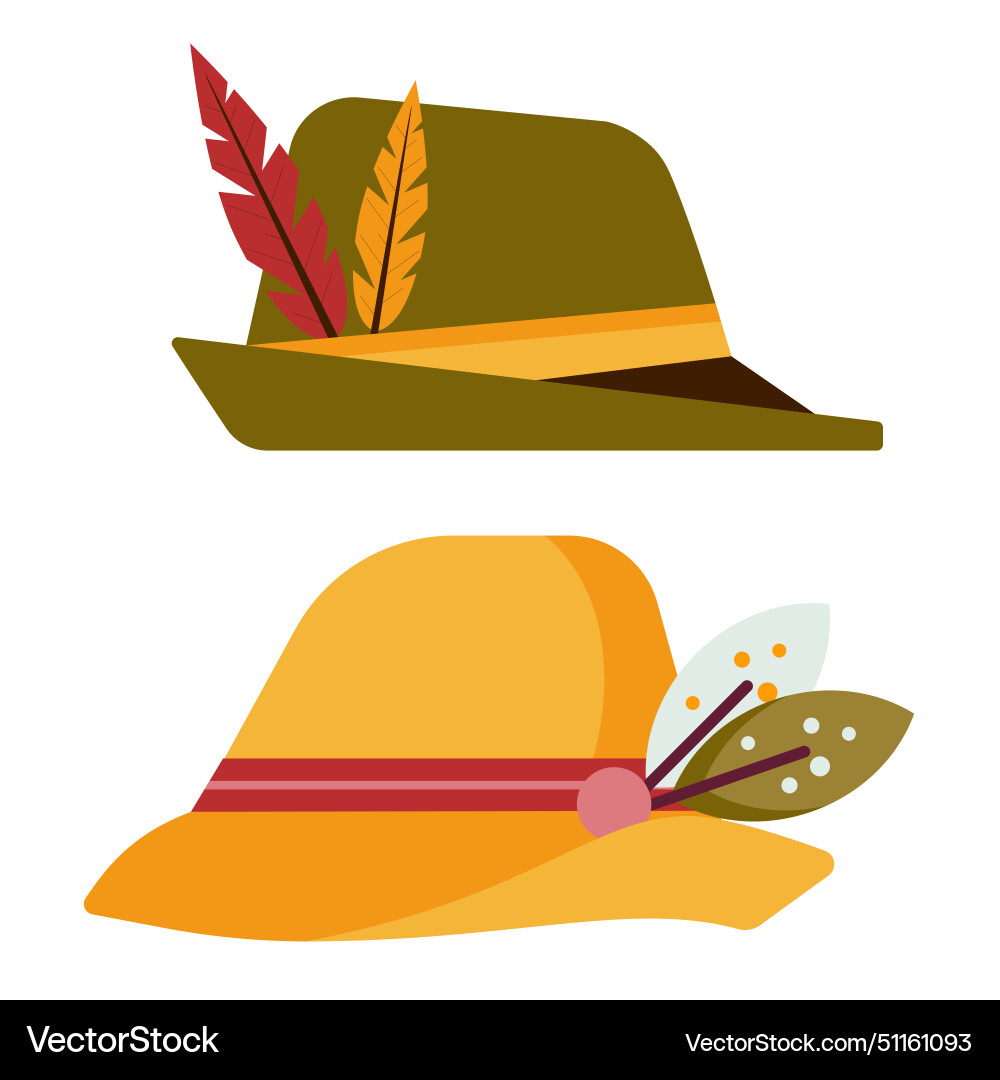 Classic german hat with feather Royalty Free Vector Image