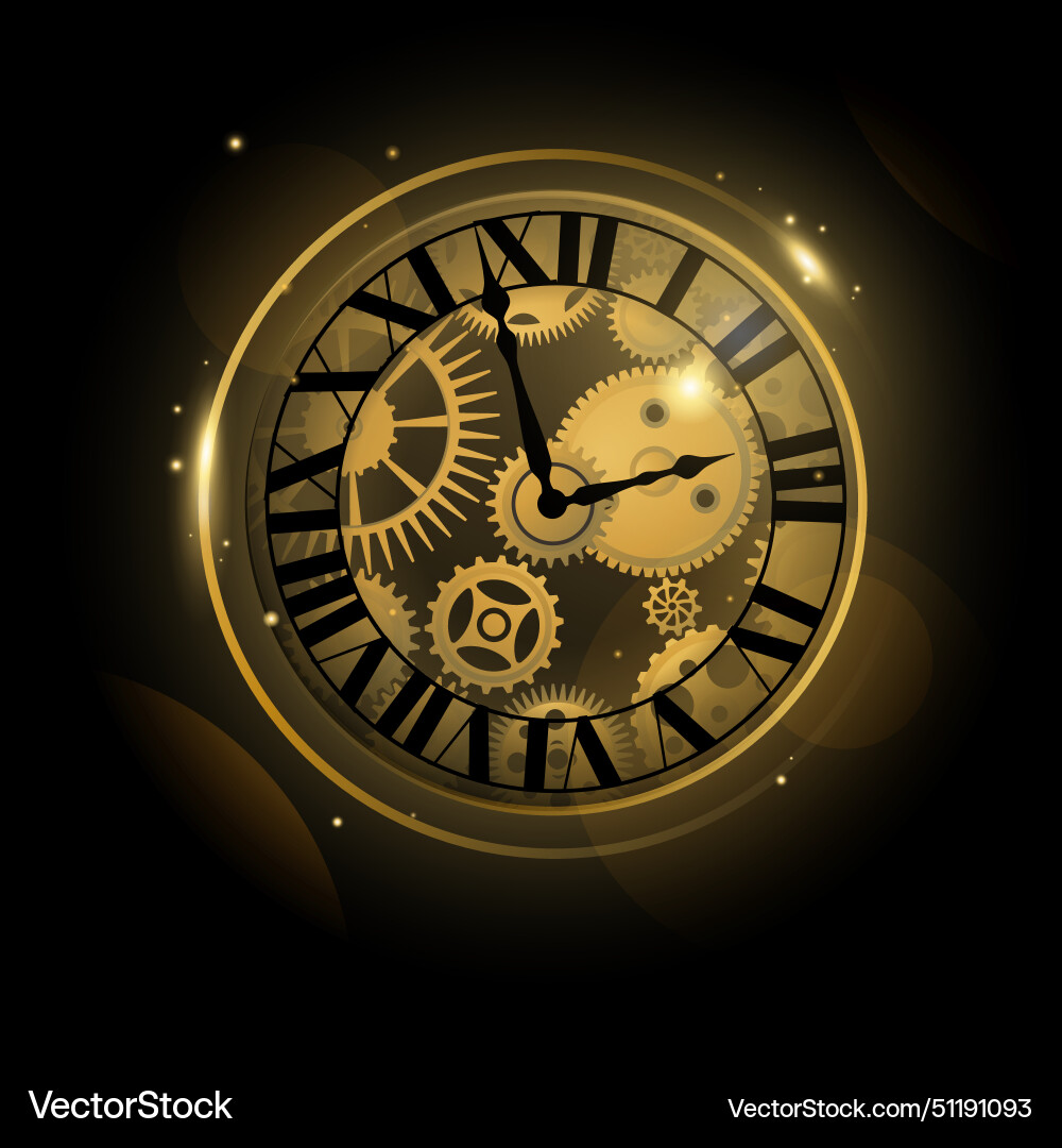 Clock gear gold watch abstract dial clockwork Vector Image