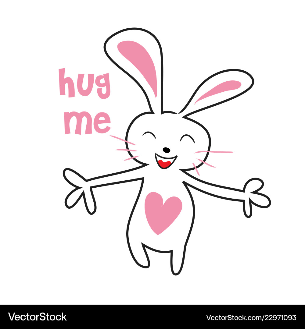 Cute Rabbit Hug T-Shirt Cartoon Royalty Free Vector Image