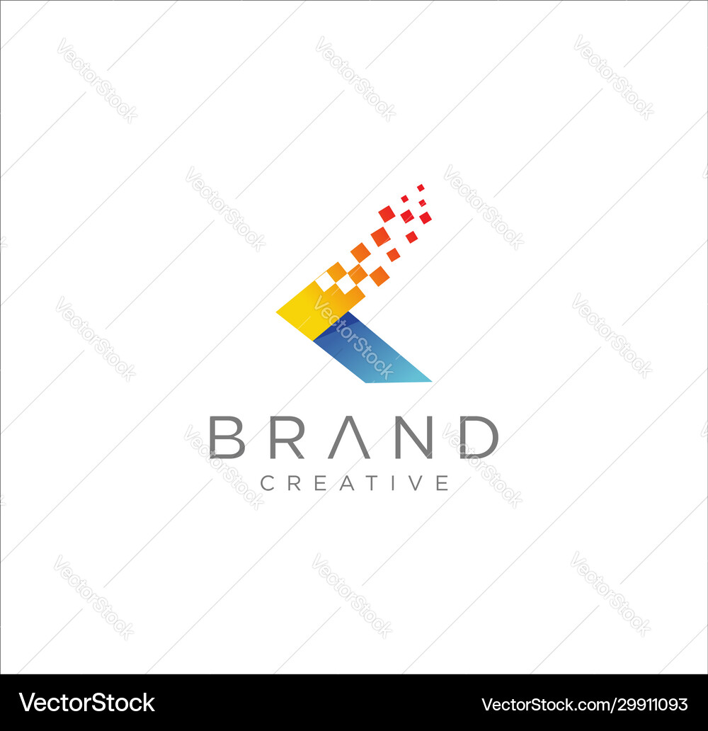 Letter k arrow digital tech logo design Royalty Free Vector