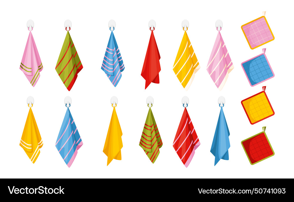 Pot holder towels set Royalty Free Vector Image