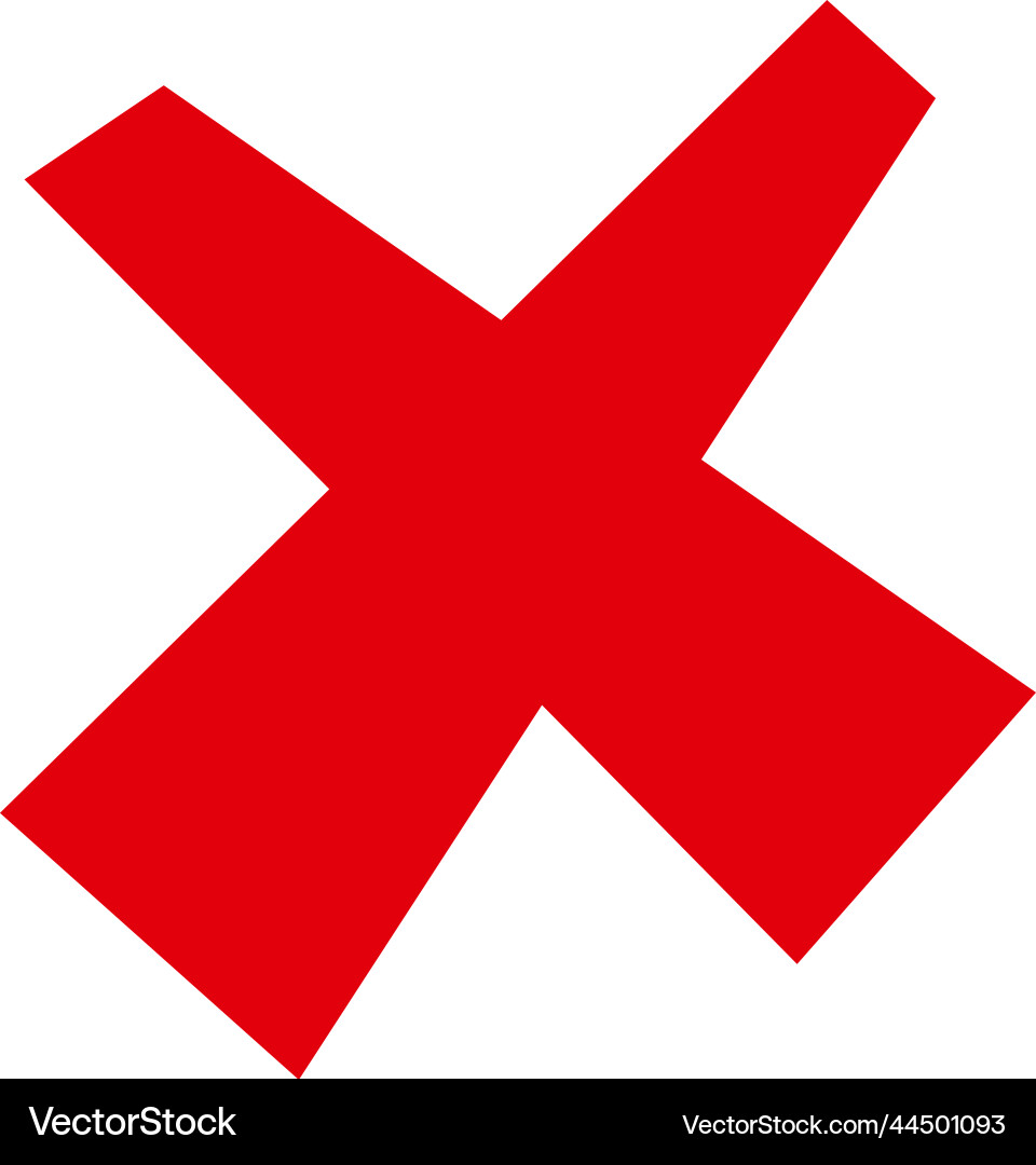 Red cross symbol flat no sign wrong choice Vector Image