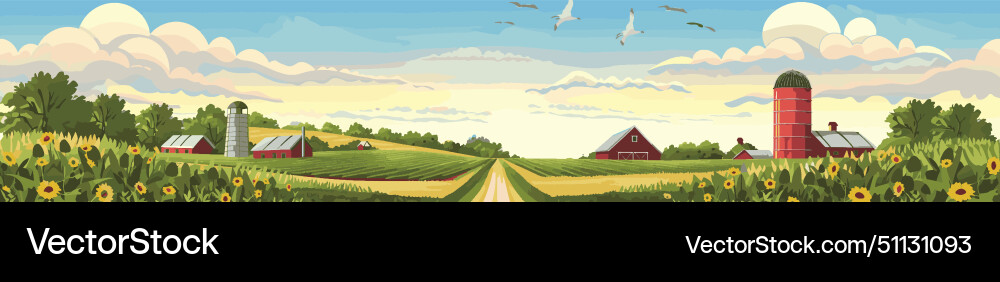 Rural farm landscape Royalty Free Vector Image