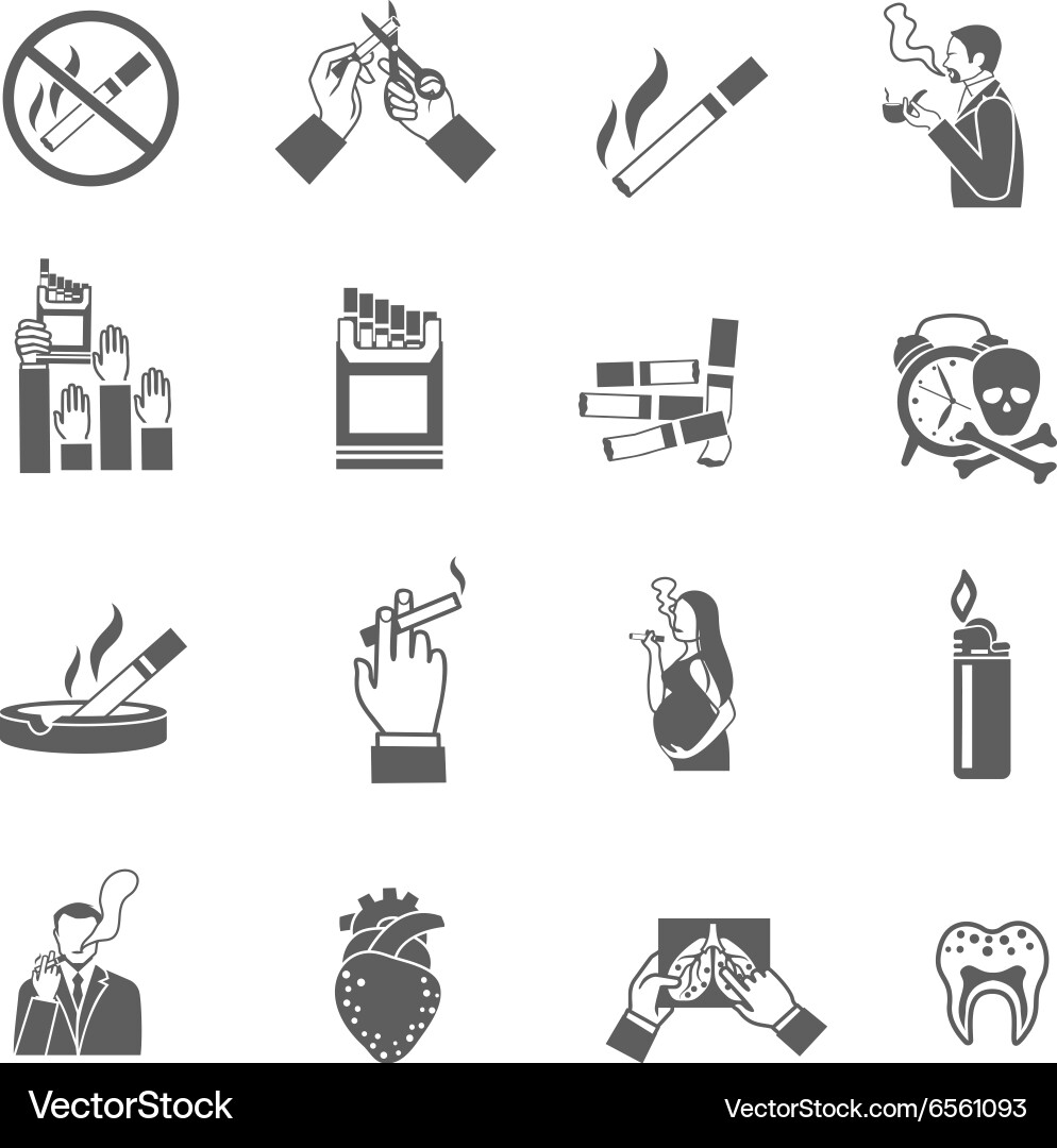 Smoking Addiction Icons Royalty Free Vector Image