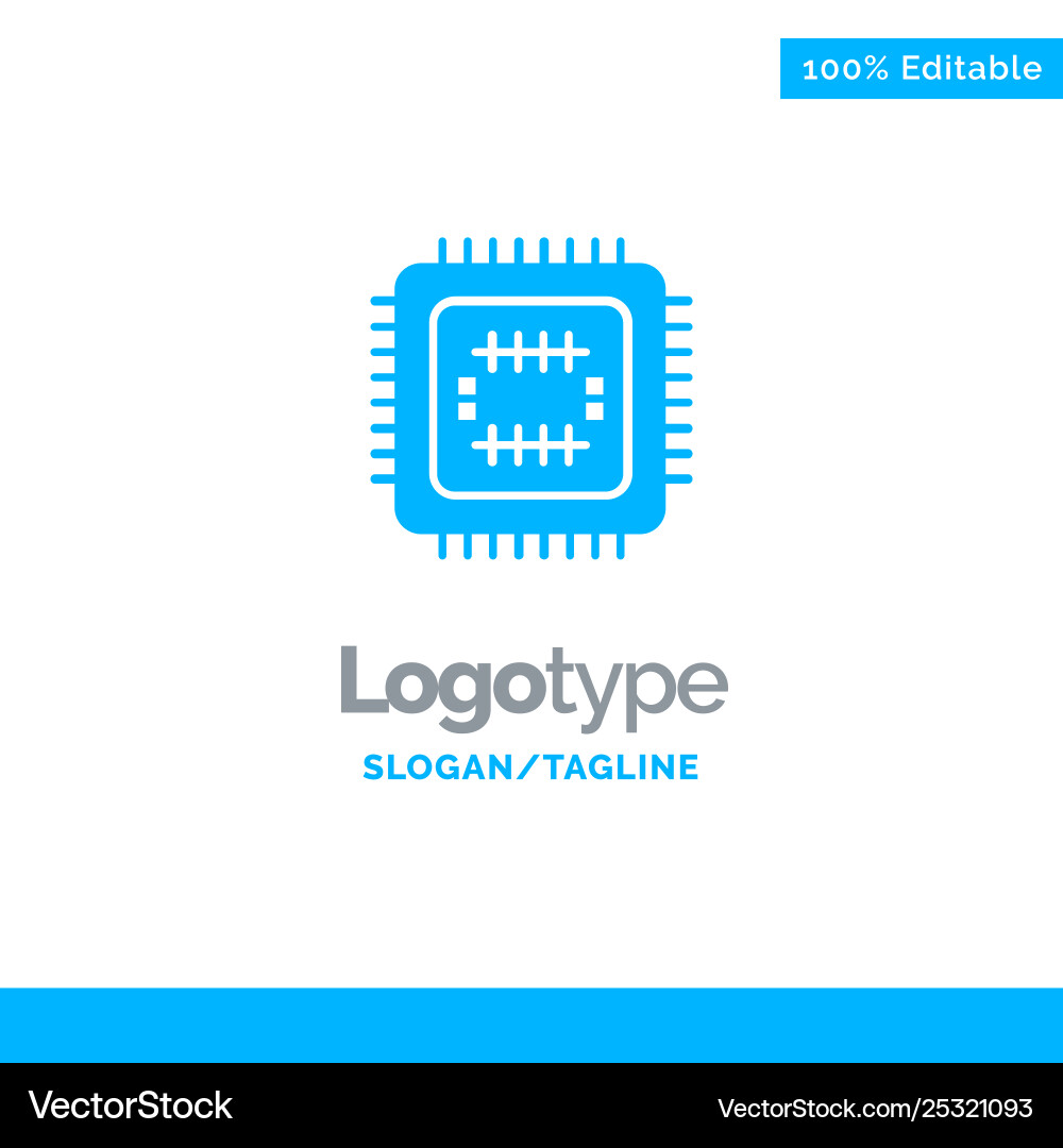 System tech technology cpu blue solid logo Vector Image