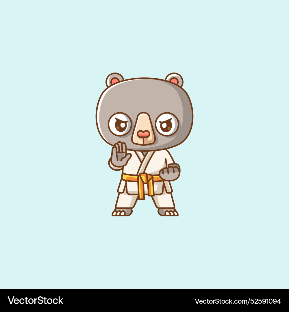 Cute bear karate training martial art kawaii Vector Image