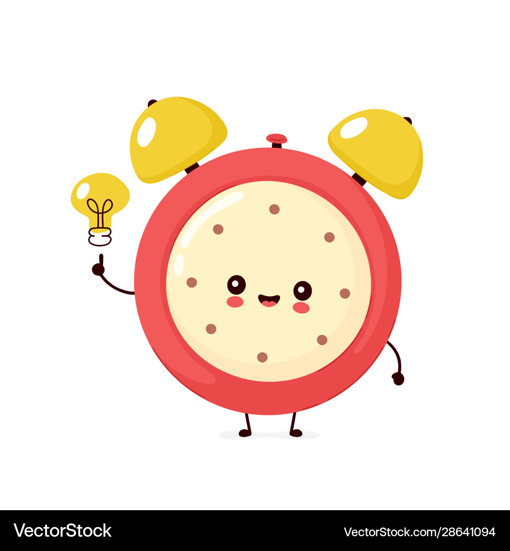 Cute smiling happy alarm time clock Royalty Free Vector