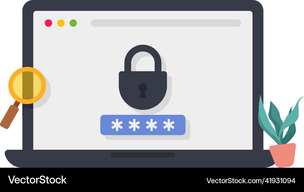 Data security laptop screen lock Royalty Free Vector Image